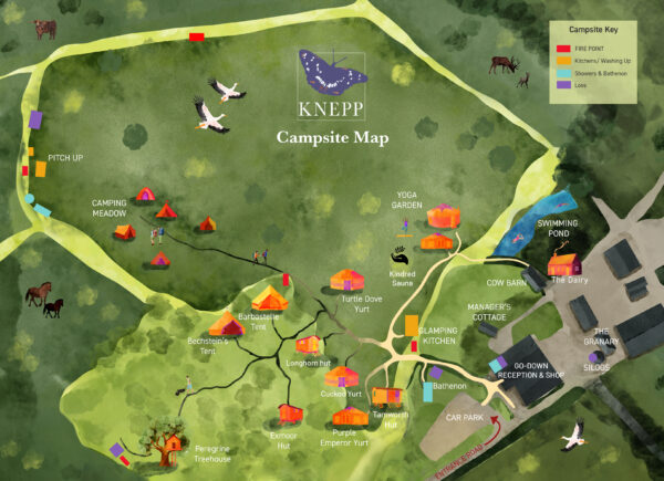 Campsite Map - Knepp Estate, West Sussex